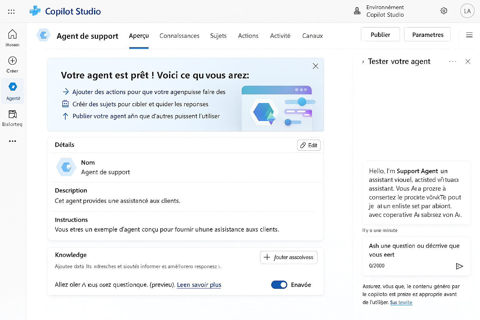 Créer des agents et travailler avec l’interface Microsoft Copilot ...